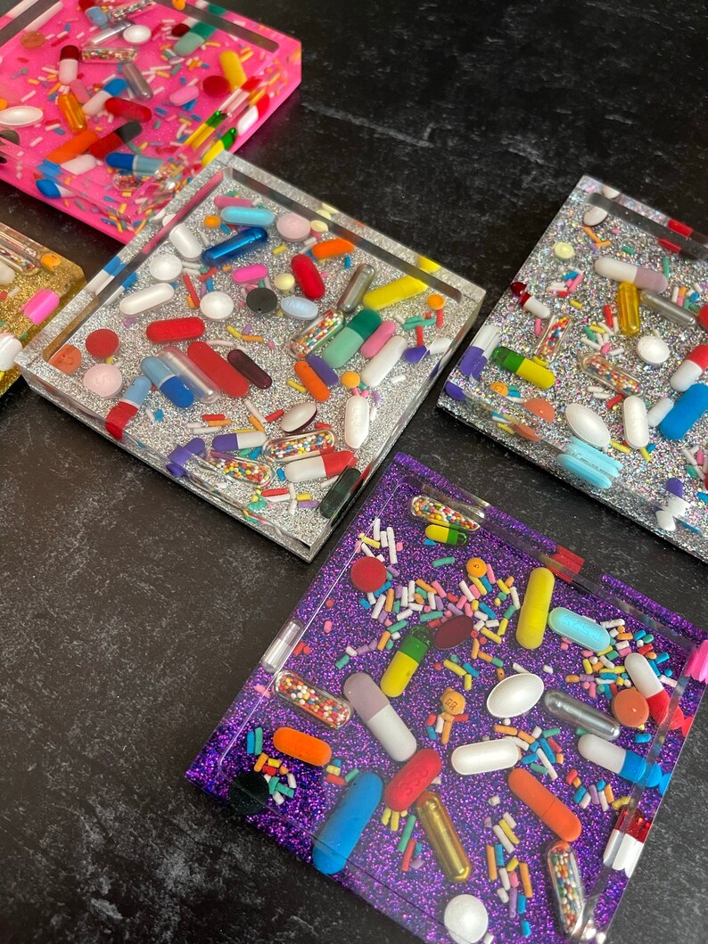 Disco Ball Chill Pill Square Trinket Tray - Etsy