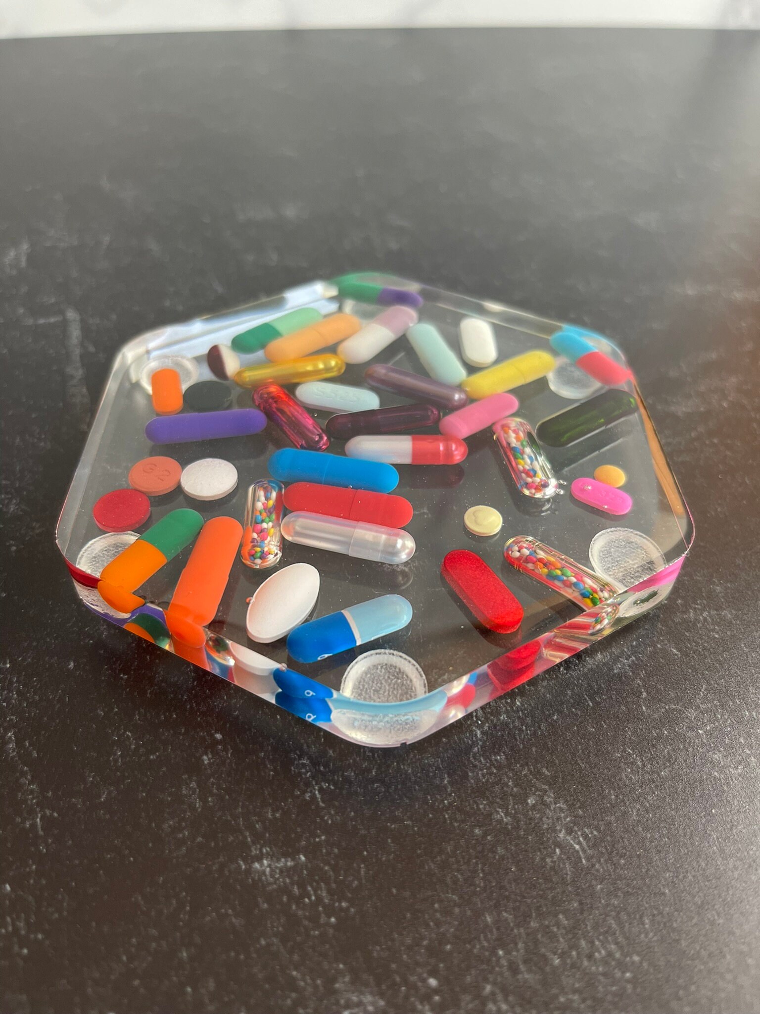 Clear Chill Pill Hexagon Coaster Without Sprinkles - Etsy