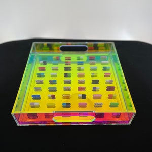 Iridescent Resin 10" X 10" Tray With Handles - Etsy