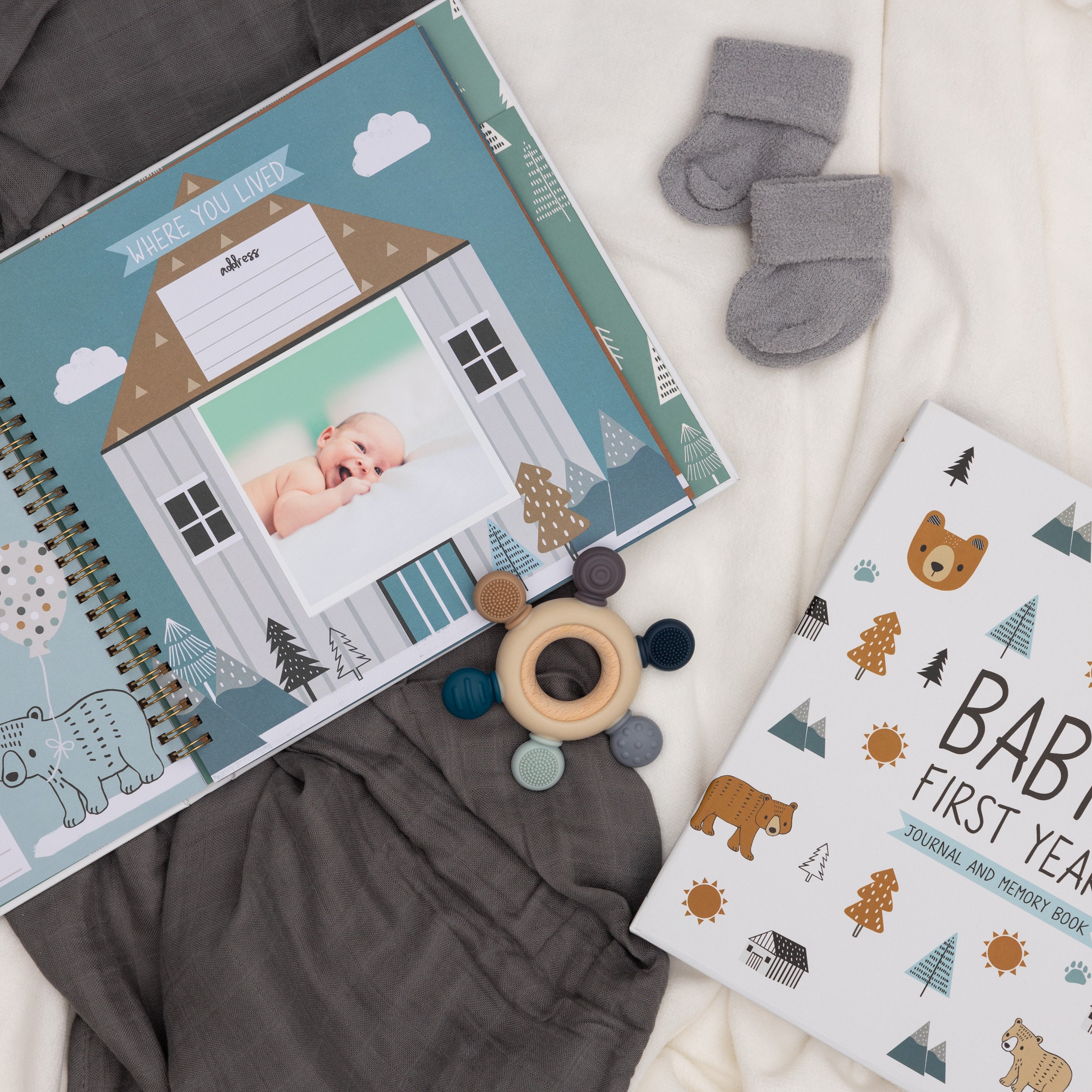 Keepsake Baby Memory Book for Boy – Timeless Woodland Baby Journal ...