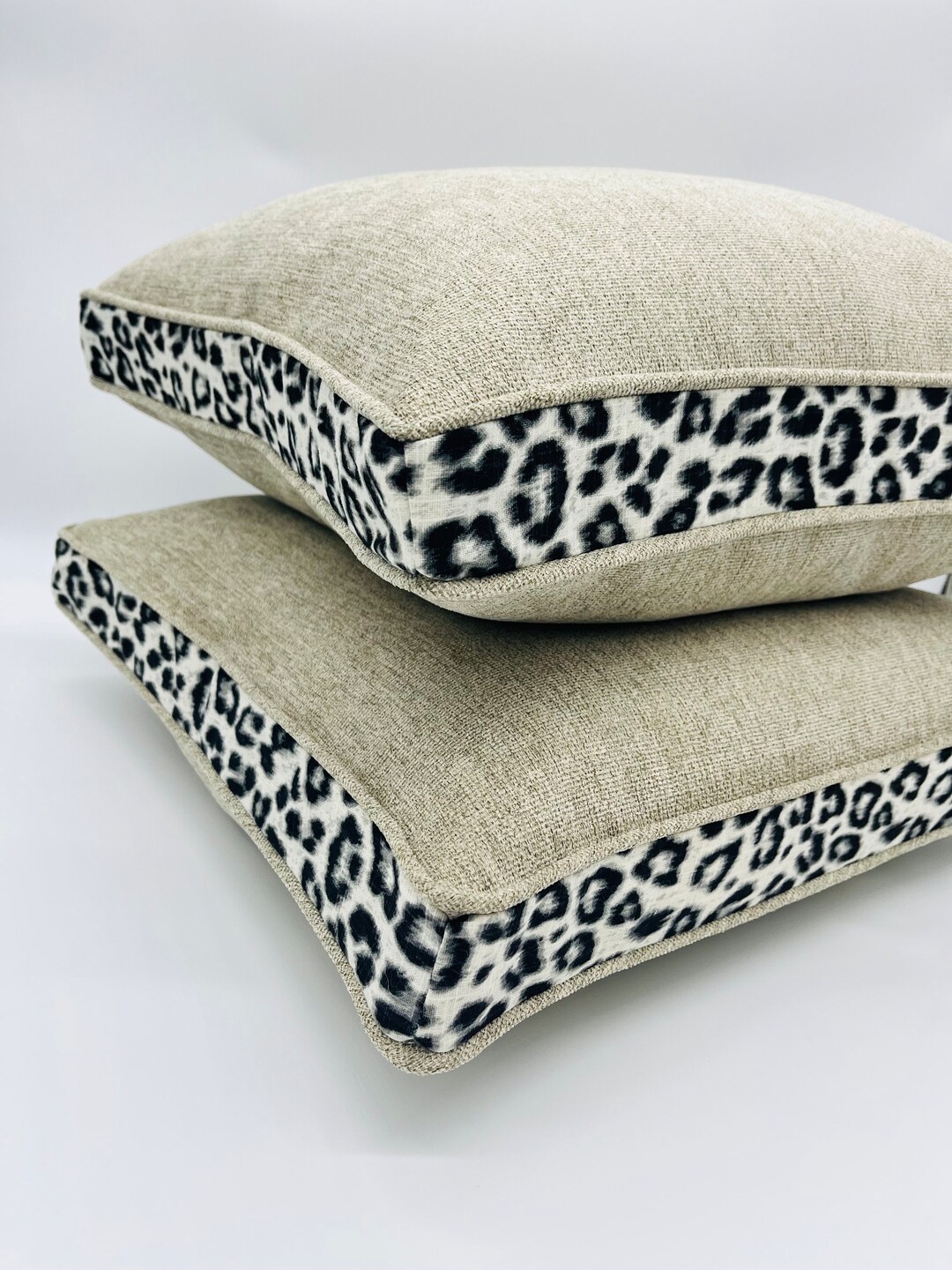Natural Beige Box Throw Pillow With Animal Print Accents Covers - Etsy