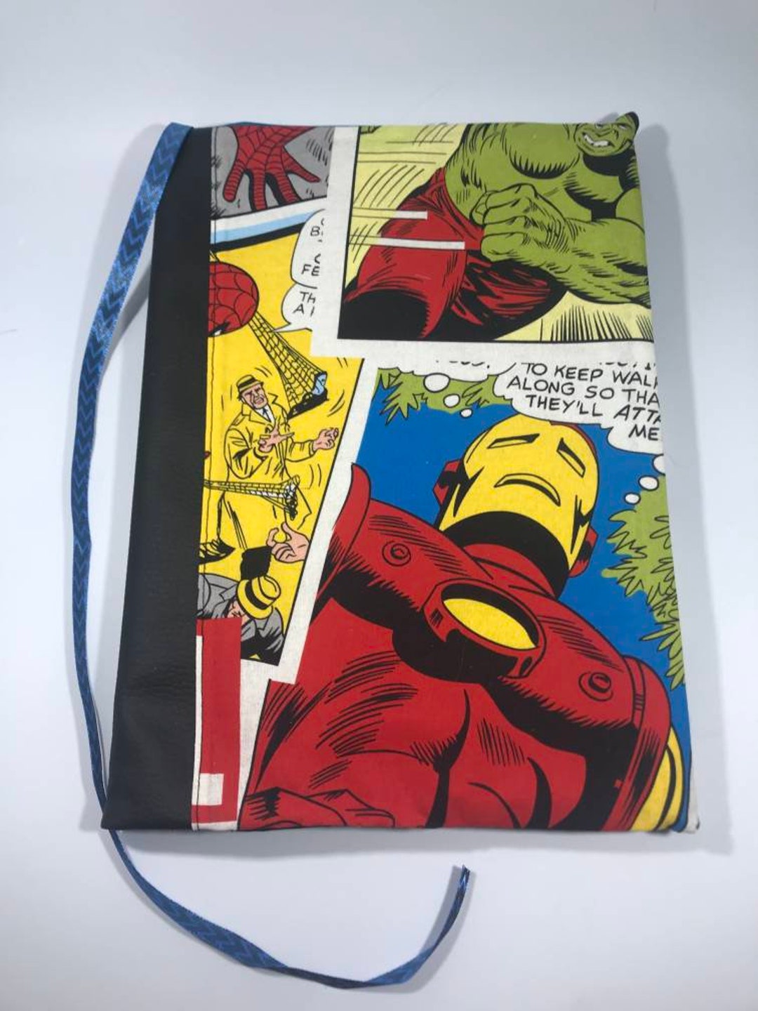 Cotton Book Cover or Notebook Cover With a Marvel Comics Bookmark - Etsy