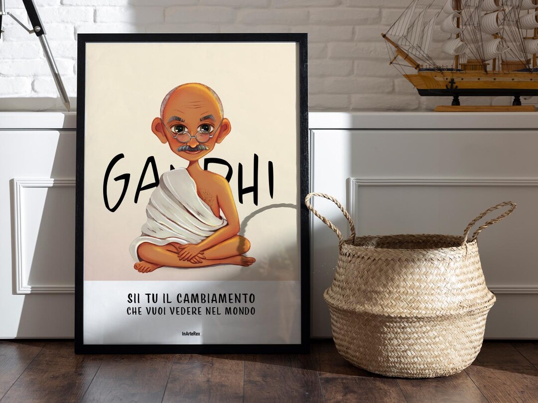 Mahatma Gandhi Poster, DIGITAL DOWNLOAD, Gandhi Illustration With ...