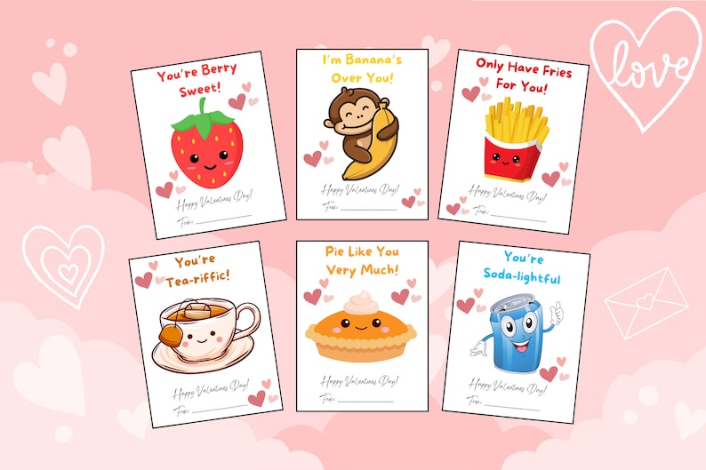 Food Pun Valentine's Day Cards, Classroom Gift Tags (instant Download ...