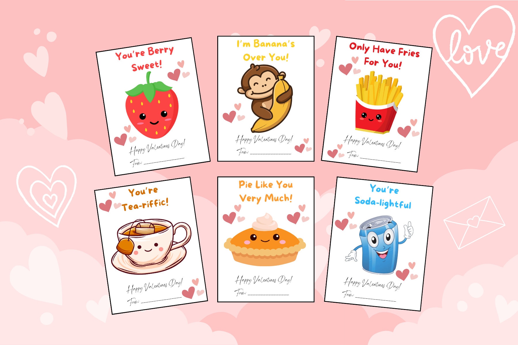 Food Pun Valentine's Day Cards, Classroom Gift Tags (instant Download ...
