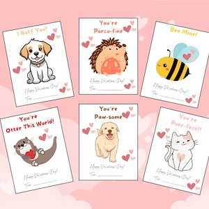 Printable Animal Pun Valentine's Day Cards, Classroom Valentine's Day ...