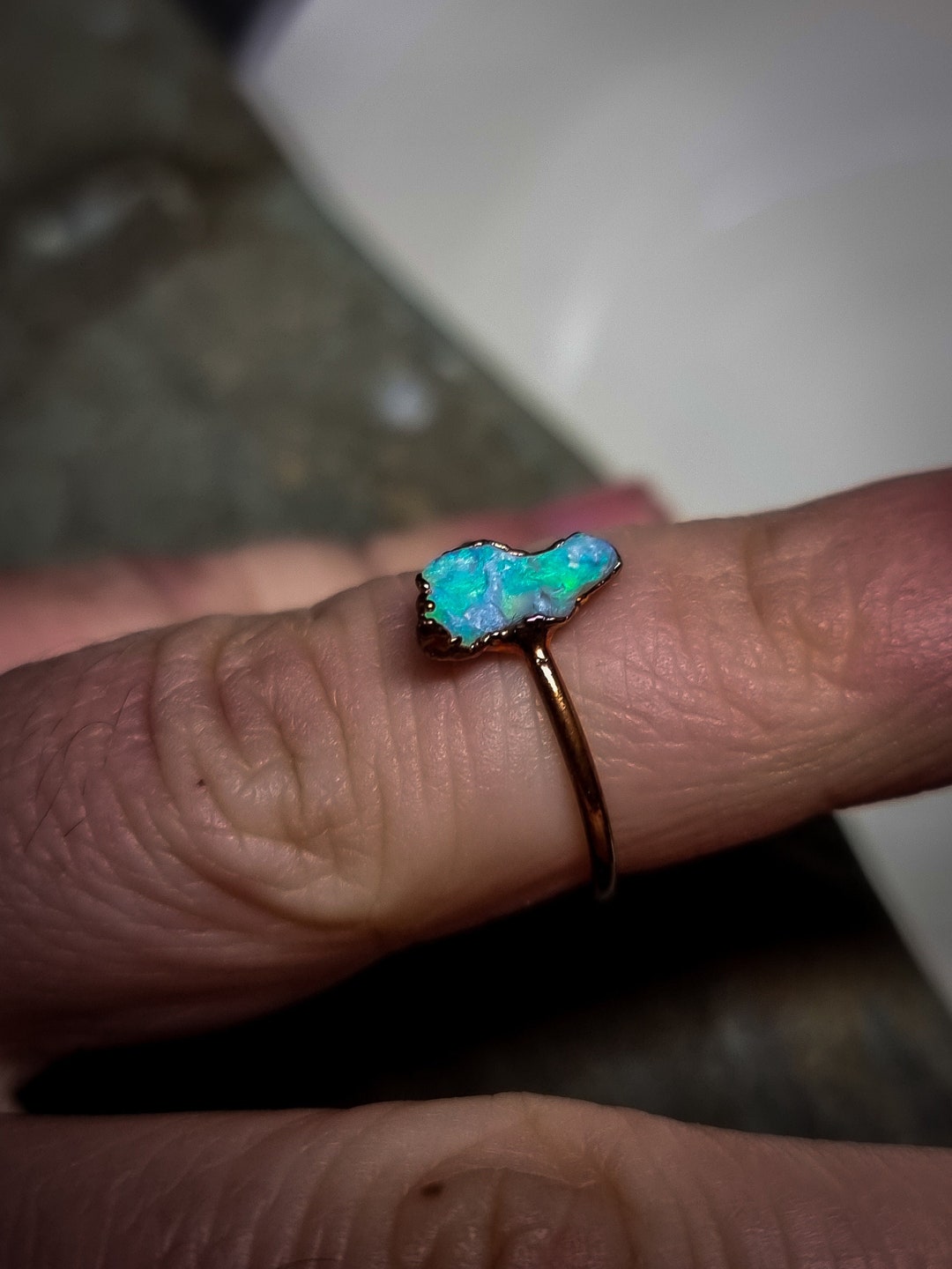 Raw Nobbie Opal Ring From Australia, Minimalist Style Size 51; 6 US ...