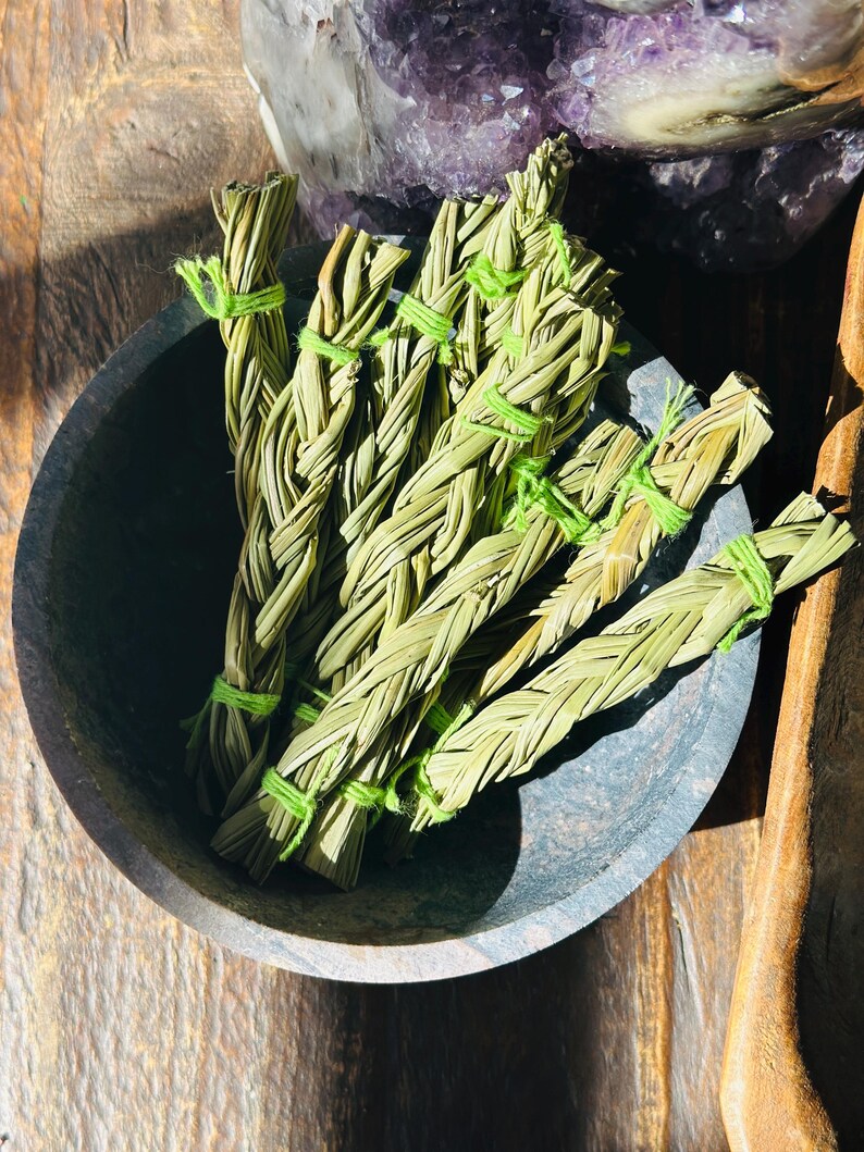Sweetgrass Braid, 4" Braided Sweetgrass, Sweetgrass Smudge Bundle ...