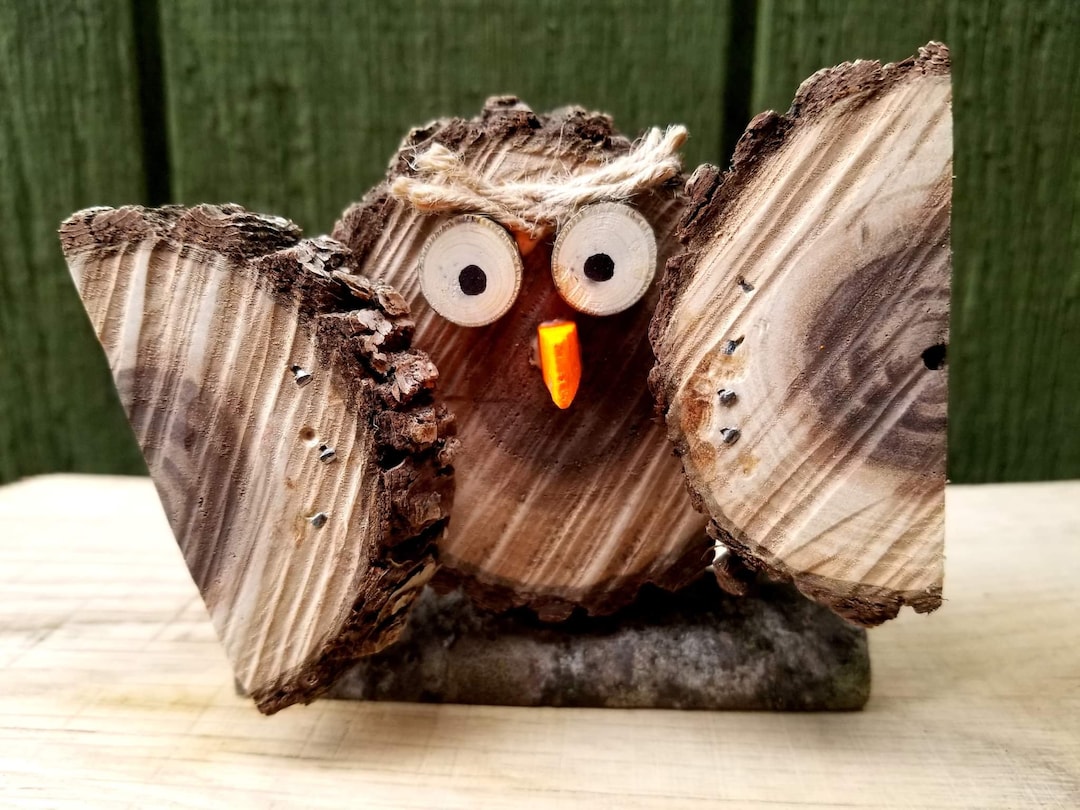 Wood Slice Owl, Primitive Owl Decor, Rustic Decoration, Rustic Mantel ...