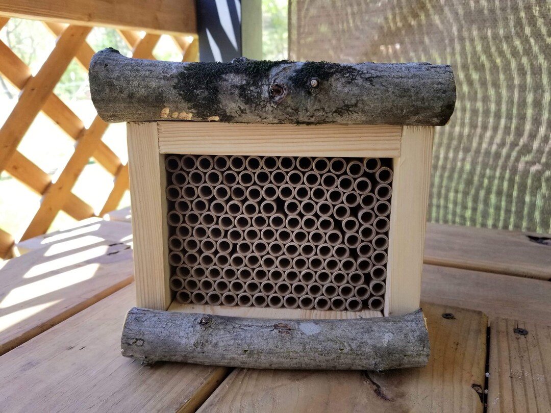 Bee House, Pollinator Hotel, Nesting Box, Garden Gift, Rustic Bee House ...