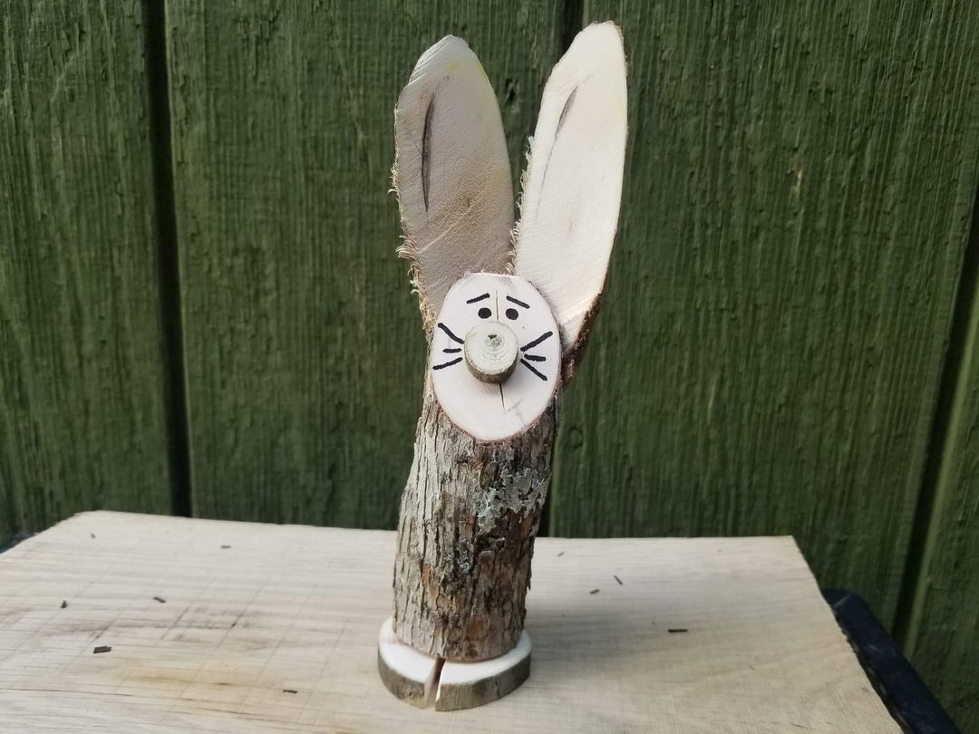 Wood Slice Bunny, Cute Easter Decor, Rustic Decoration, Rustic Mantel ...