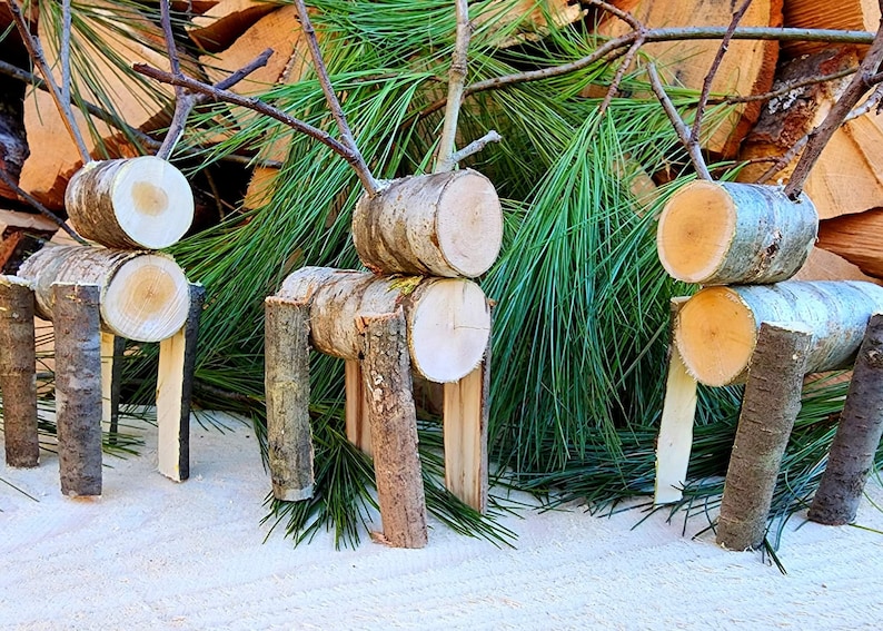 Set of 3 Wood Reindeer, Primitive Christmas Reindeer Family, Holiday ...