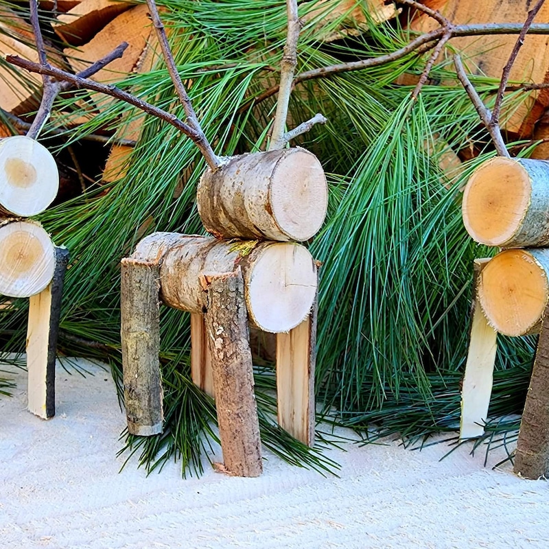 Log Reindeer - Etsy