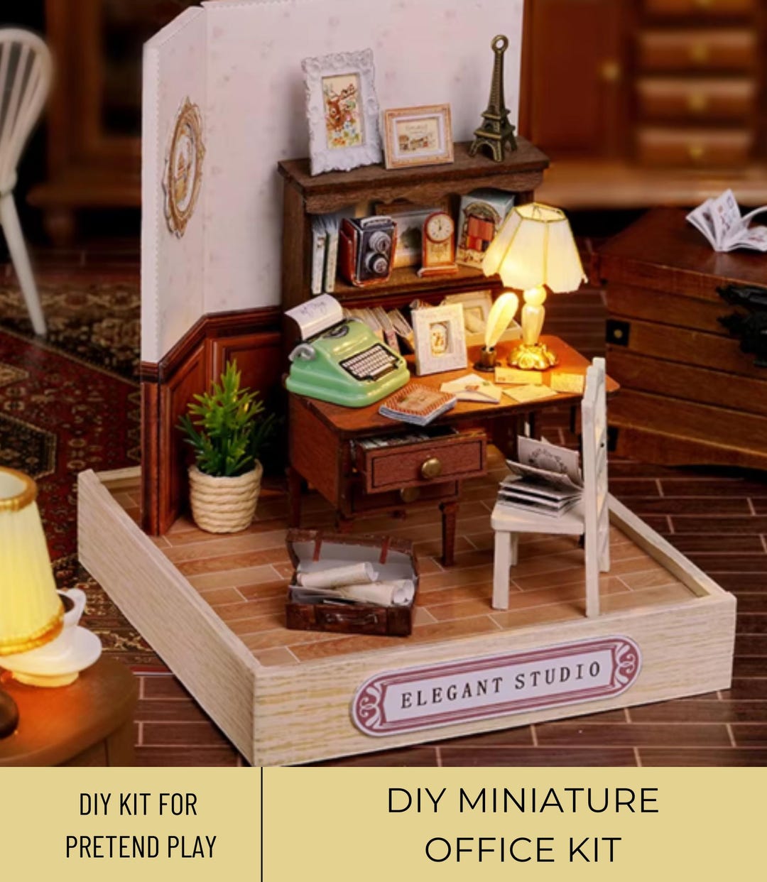 DIY Miniature Vintage Office Kit, Miniature Classic Typewriter Retro ...