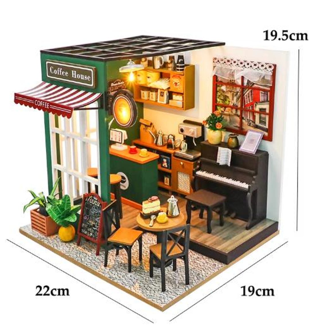 Diy Miniature Coffee Shop Kit | Miniature Coffee House With Piano ...