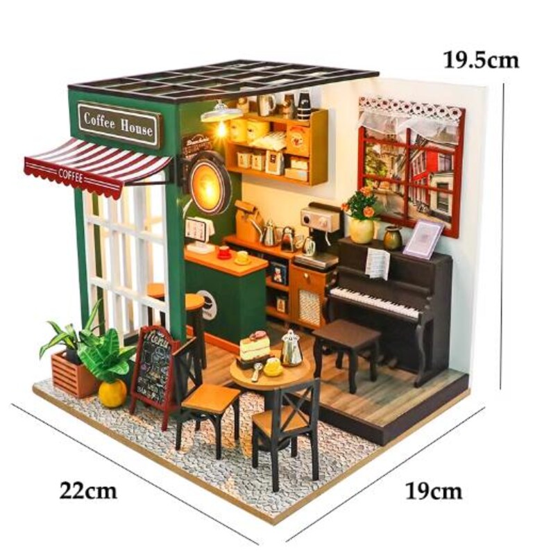 Diy Miniature Coffee Shop Kit | Miniature Coffee House With Piano ...