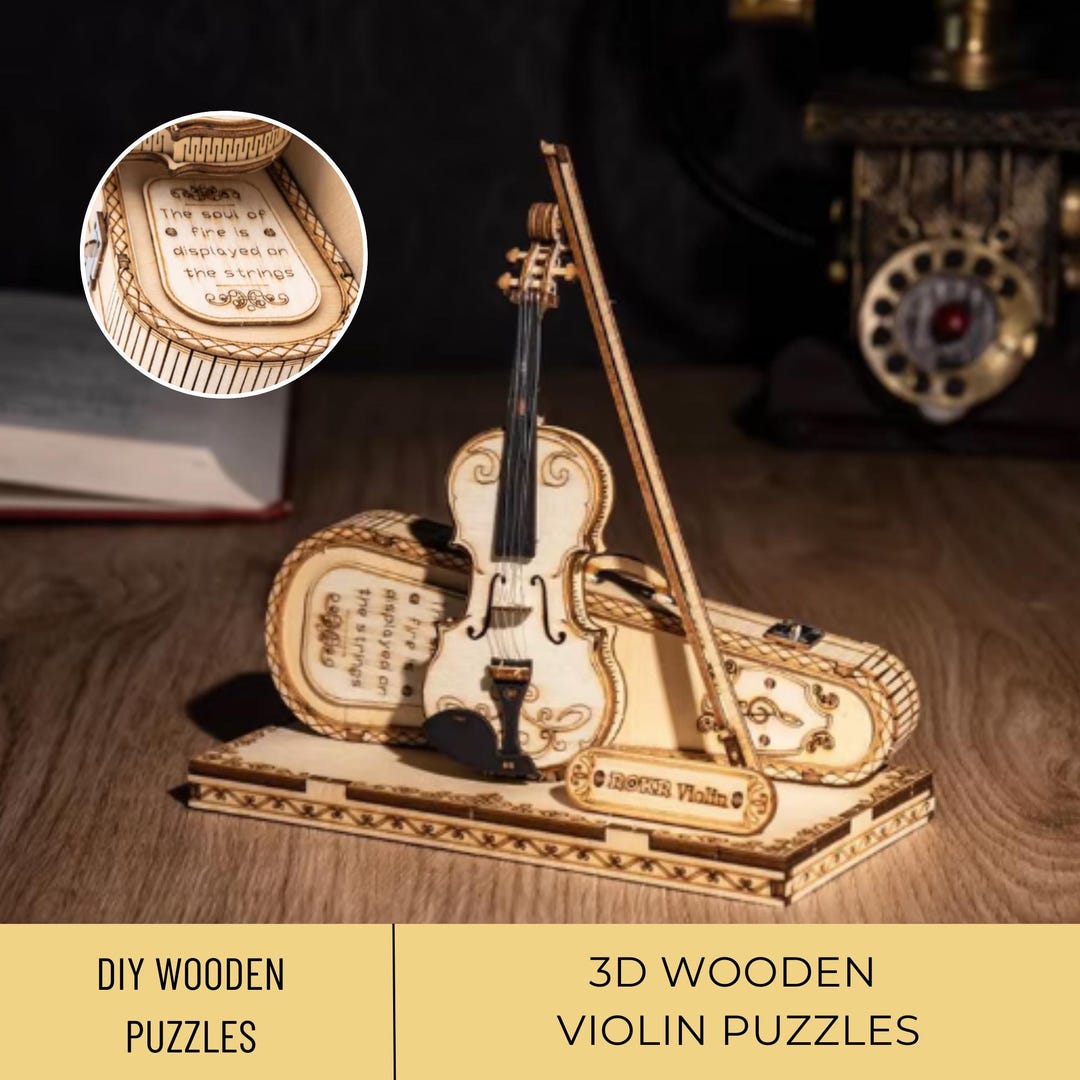 DIY 3D Wooden Violin Puzzle Kit, Miniature Wooden Violin, Tiny Violin ...