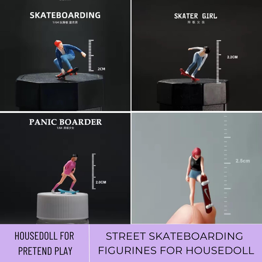 Miniature Figurine 1:64 Skateboarder | Street Skating Figurine | Skater ...