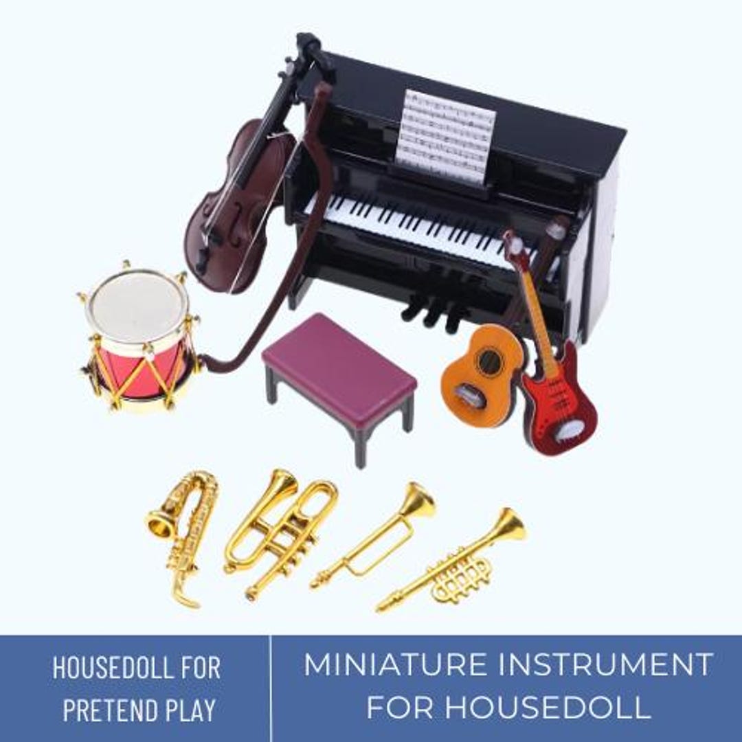 Miniature Classical Musical Instrument , 1:12 Dollhouse Piano Guitar ...