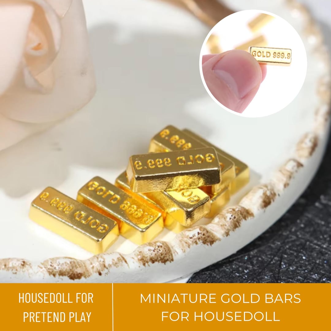 10pcs Miniature Gold Bars, Miniature Gold for Doll House Decor ...