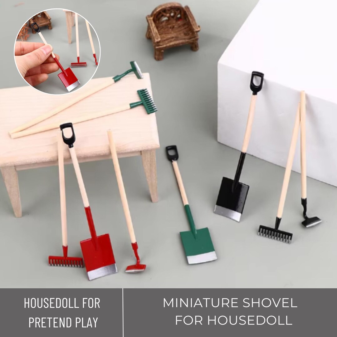 3pcs Miniature Shovel, Miniature Garden Accessories Furniture, Mini Red ...
