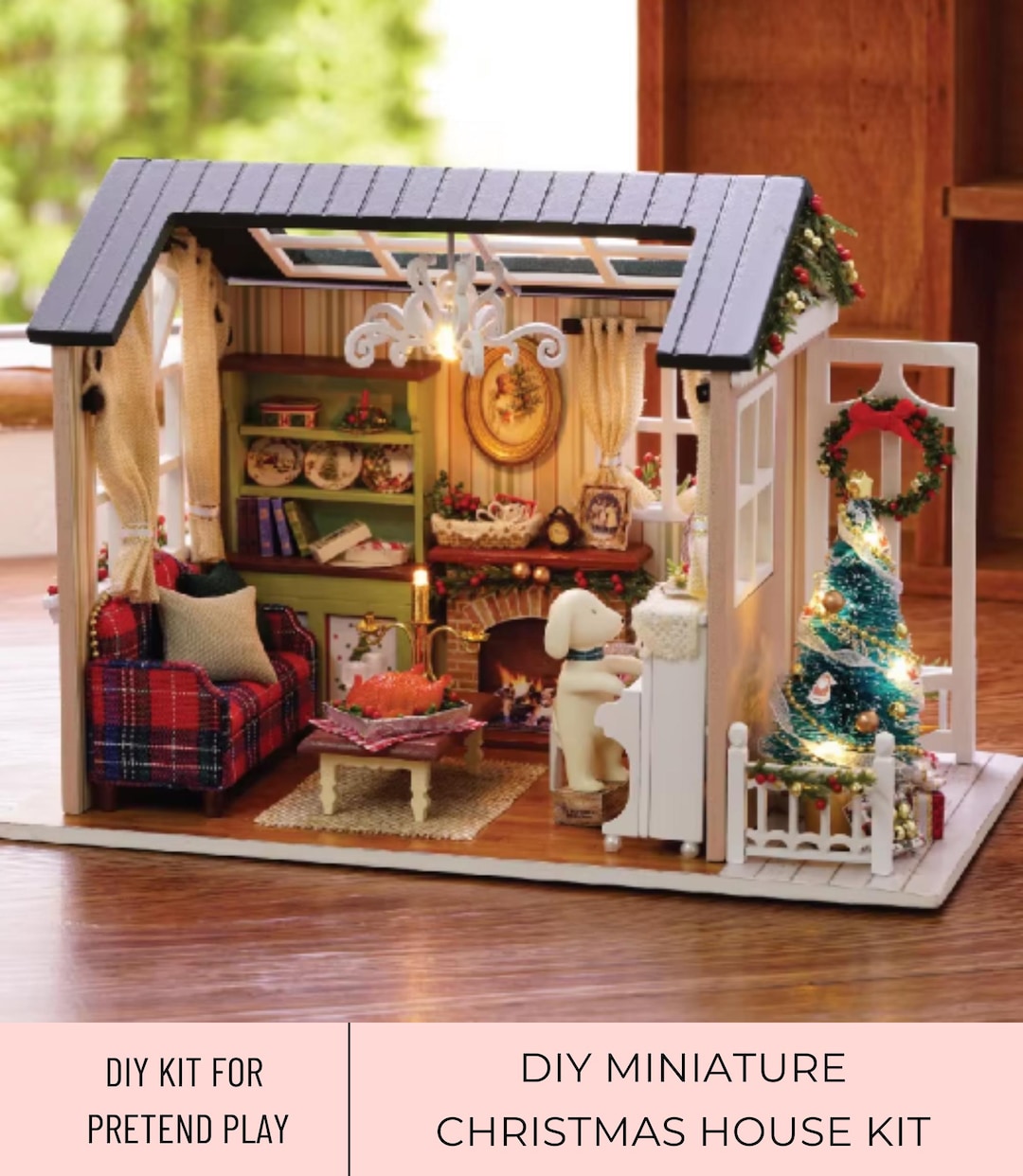 DIY Miniature White House Christmas Decor Kit, Miniature White Cottage ...