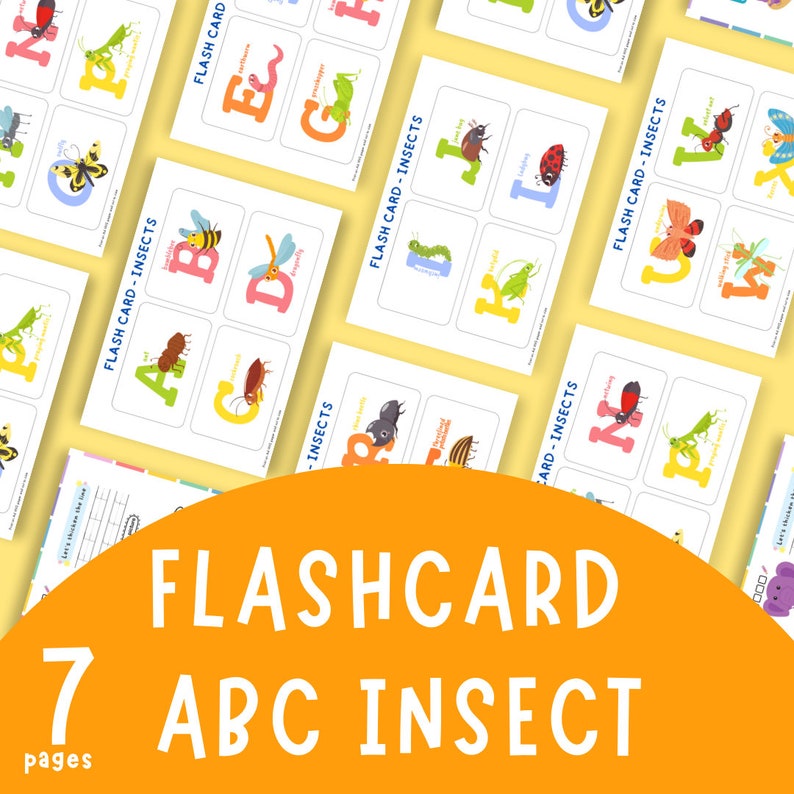 Printable Flashcards Alphabet, Insect Flashcards Alphabet A-Z, Alphabet ...