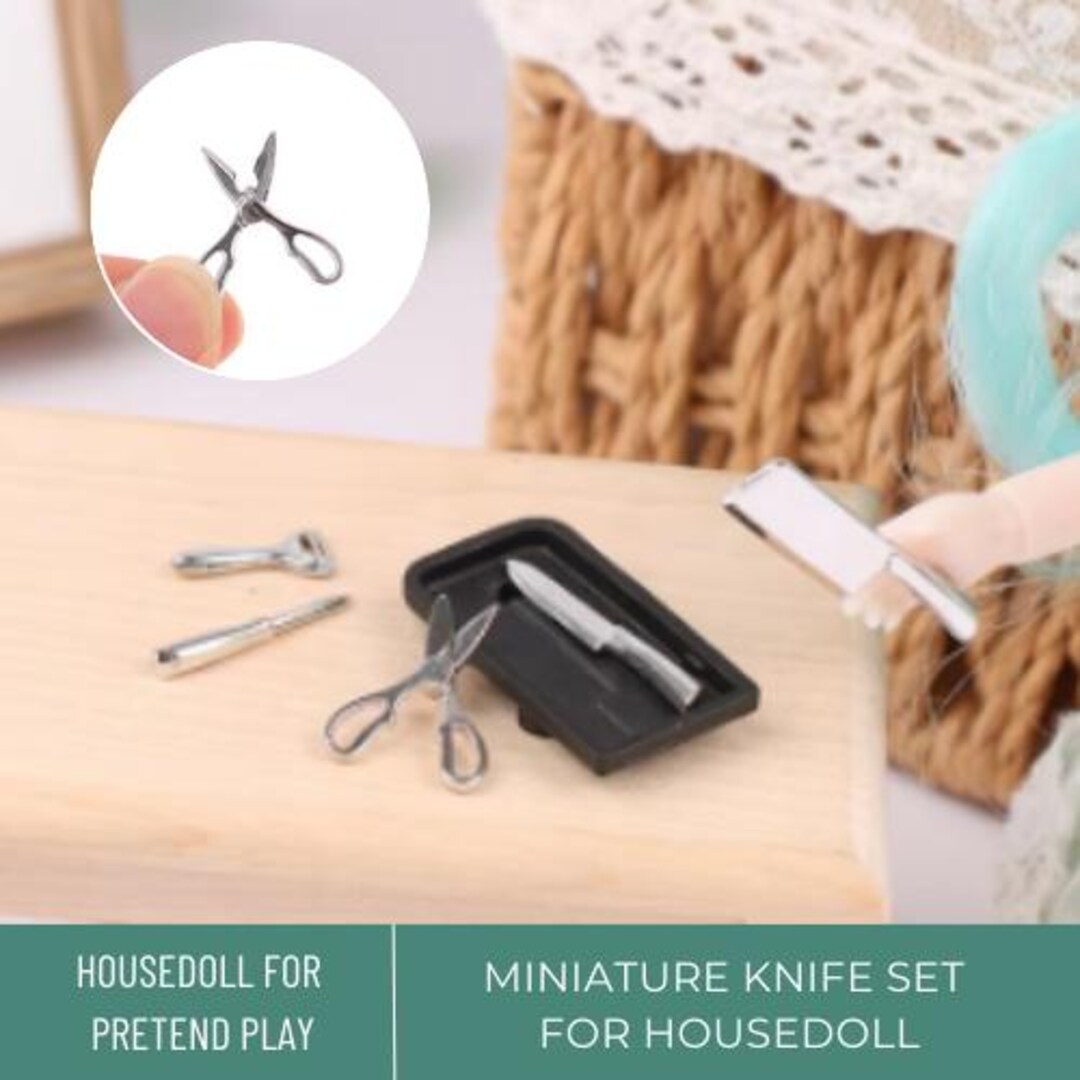 1 Set Miniature Knife Set, Mini Scissor, Cooking Utensils With Holder ...