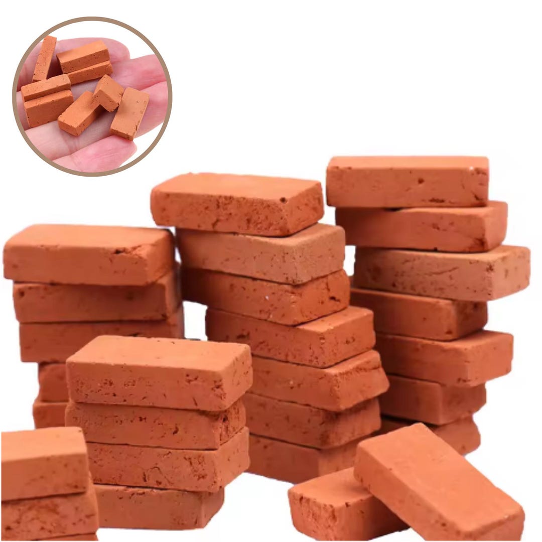 50 Pcs Miniature Brick Building Kit, Mini Clay Bricks for Crafts ...