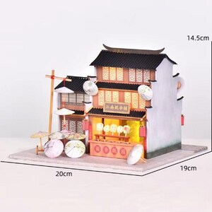 DIY Miniature Chinese House and Umbrella Shop Kit, Miniature Shop Paper ...