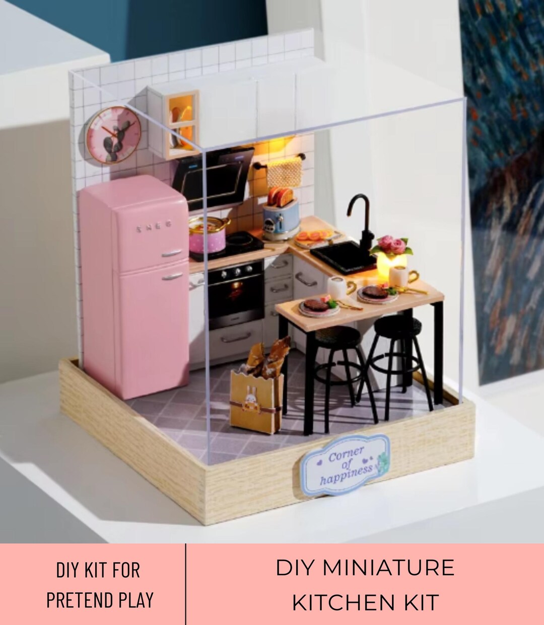 DIY Miniature Kitchen With Refrigerator Kit, Tiny Cooking Space ...