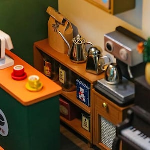 Diy Miniature Coffee Shop Kit, Miniature Coffee House With Piano ...