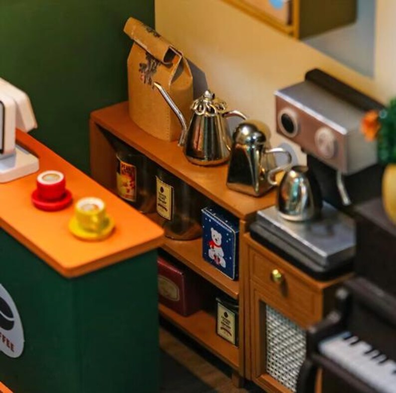 Diy Miniature Coffee Shop Kit | Miniature Coffee House With Piano ...