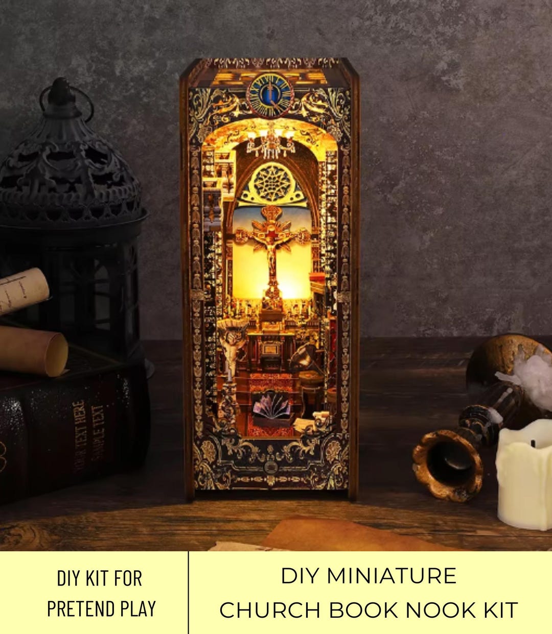 DIY Miniature Church Bookshelf Kit, Mini Spiritual and Timeless Craft ...