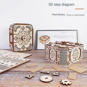 DIY 3D Wooden Code Music Box Kits Treasure Password Case, Random ...