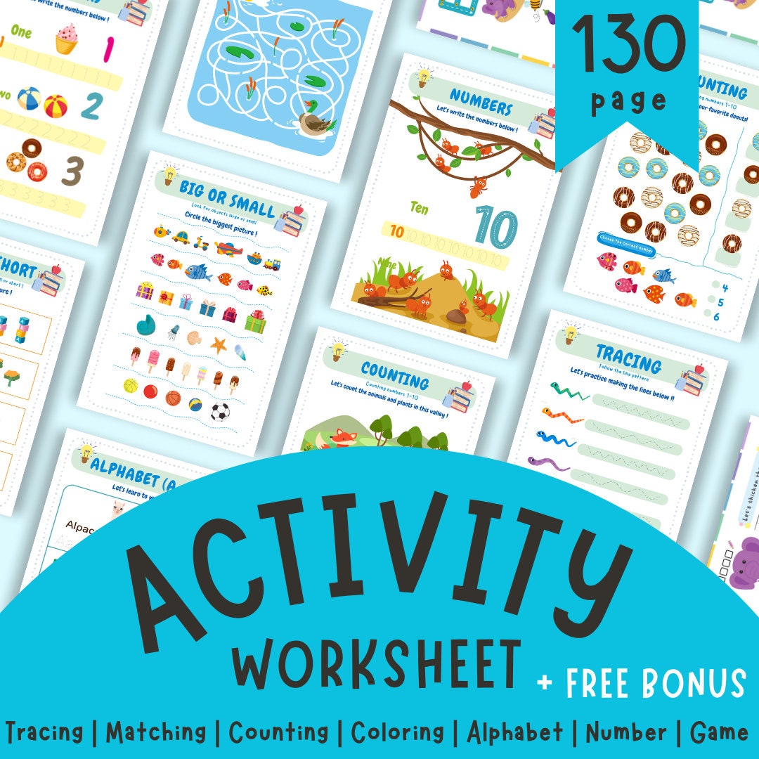 Activity Worksheets, Matching Activity Bundle, Tracing Practice ...