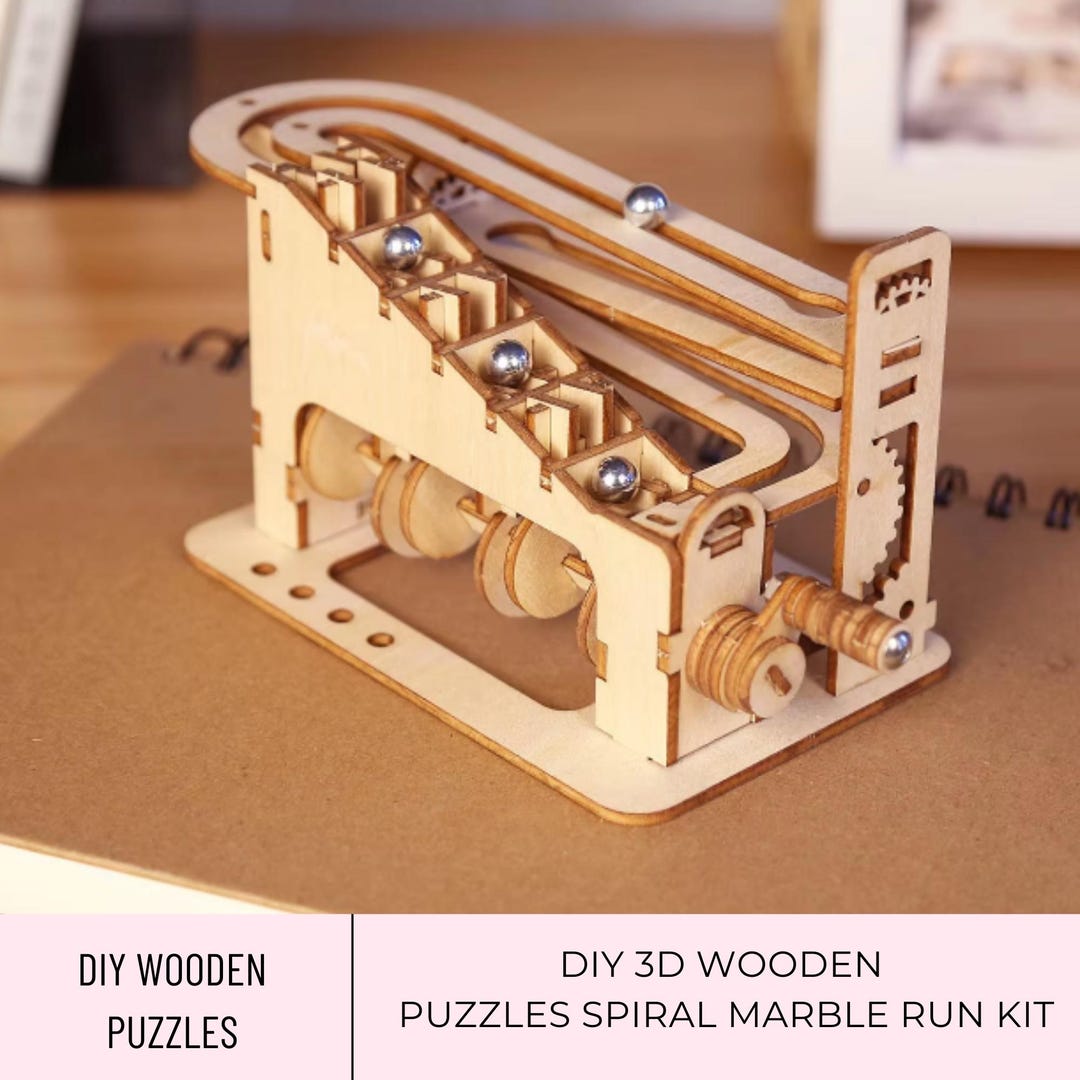3D DIY Wood Puzzle Spiral Marble Run Kit, 3D Craft Kit for Builders ...