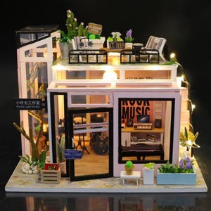 DIY Miniature Pink Music Studio House Kit, Build a Miniature Music ...