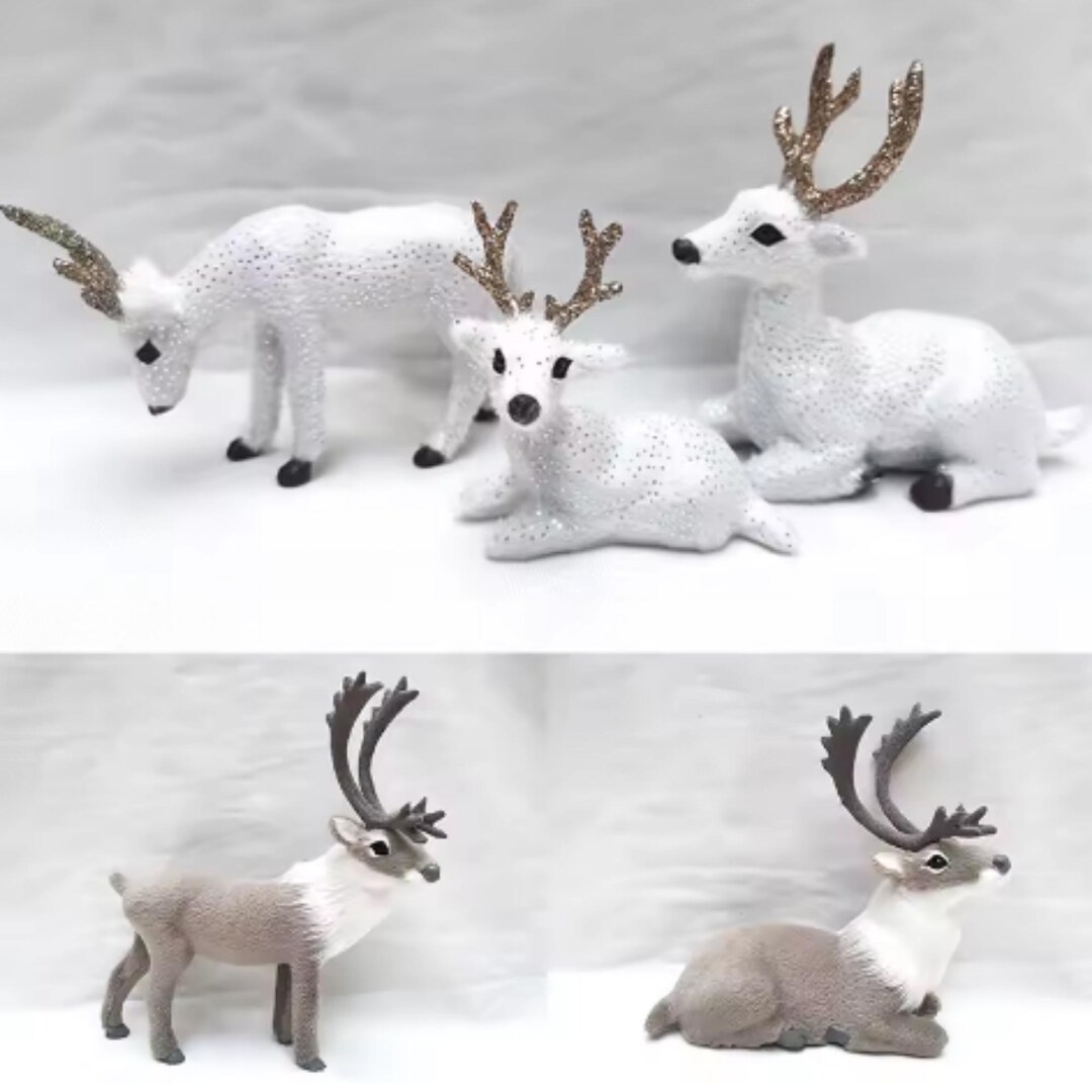 1pc Miniature Reindeer Figurine, Tiny Sika Deer Model Woodland Animal ...