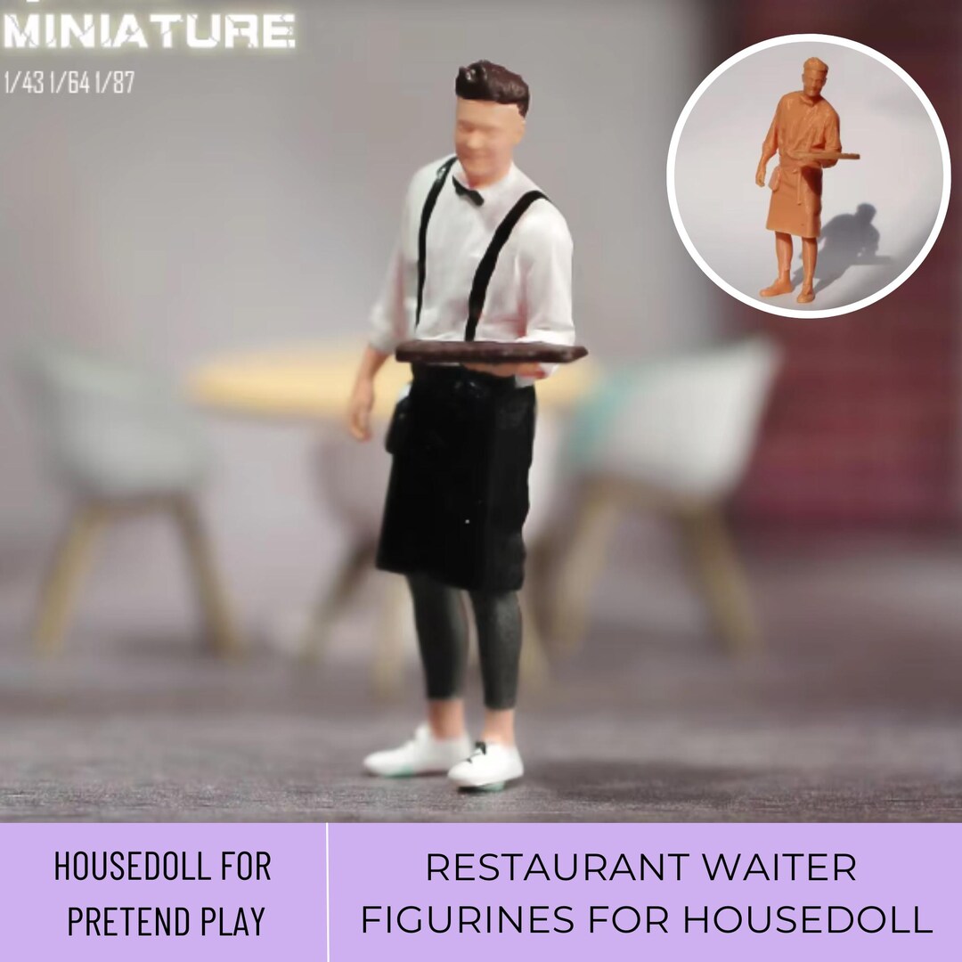 Miniature Waiter Figurine: 1/64 Scale Model Cafe Scene - Etsy
