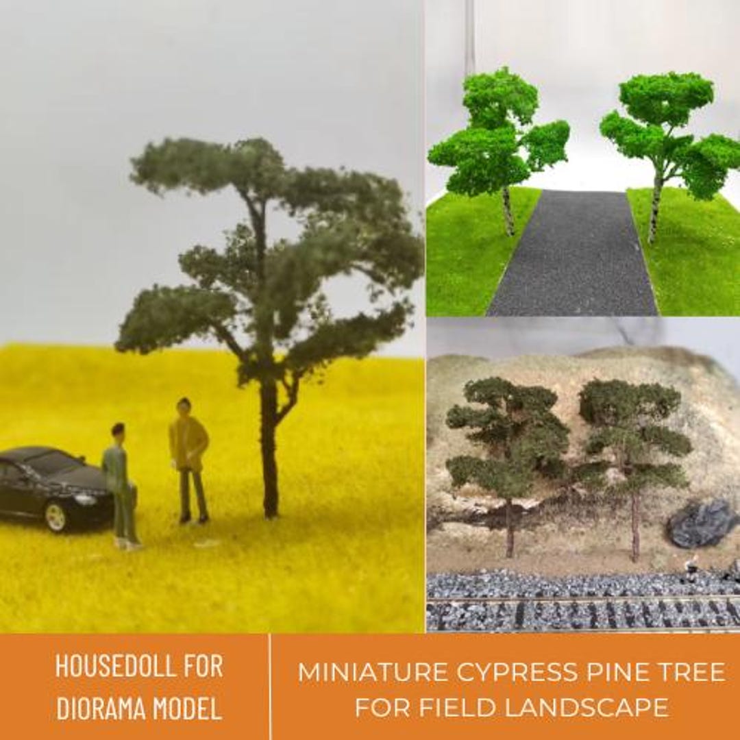 2 Pcs Miniature Cypress Pine Tree, Miniature Banyan Tree, Military ...