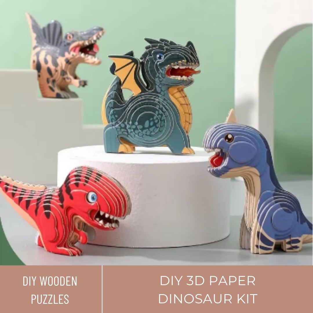 3D Paper Dinosaur Puzzle Kit, Flying Dragon Toys Paper Puzzle ...