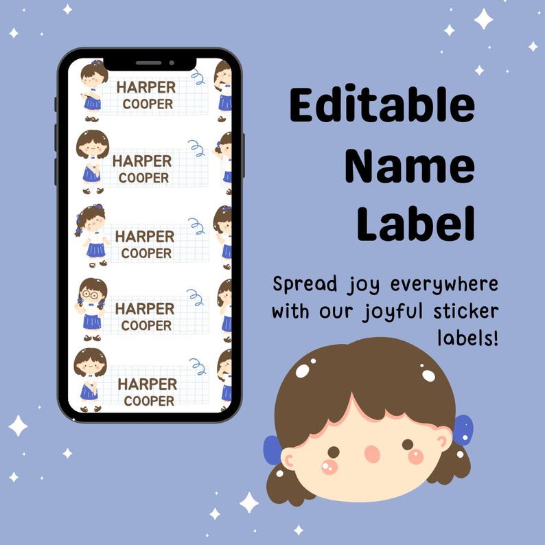 Cute Girl Labels Name Sticker | Sticker Name Labels Printable ...
