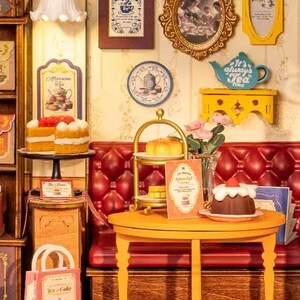 DIY Miniature Blue Tea Room Kit: Wooden Dollhouse Cafe - Etsy
