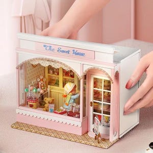 DIY Miniature Pink Sweet Shop With Girl Kit, Miniature Cakes, Sweets ...