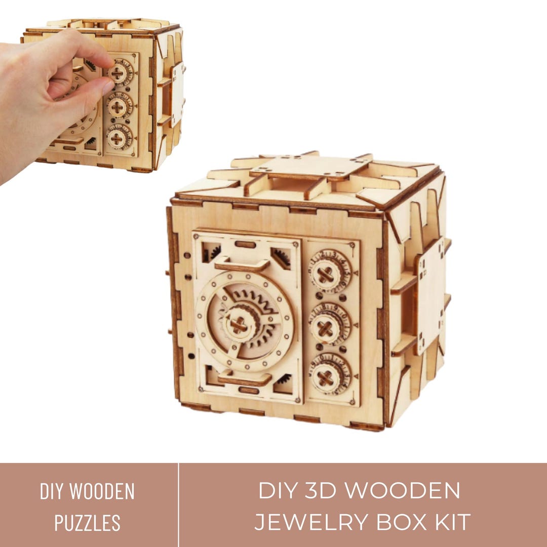 DIY 3D Wooden Jewelry Box Puzzle Kit, Puzzle Jewelry Box for Creative ...