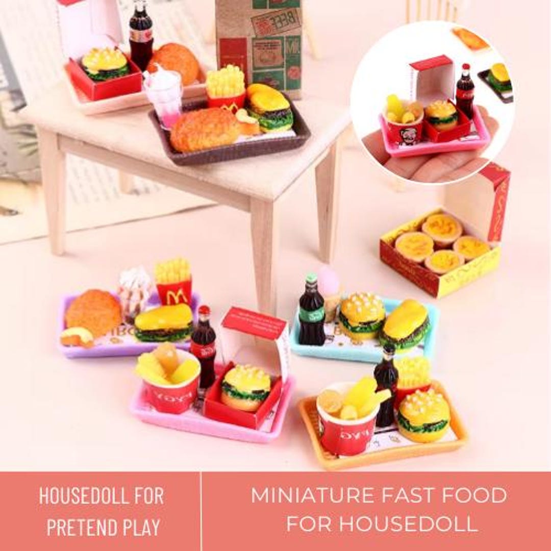 Miniature Fast Food, Miniature Hamburger, Mini French Fries, Mini Coke ...