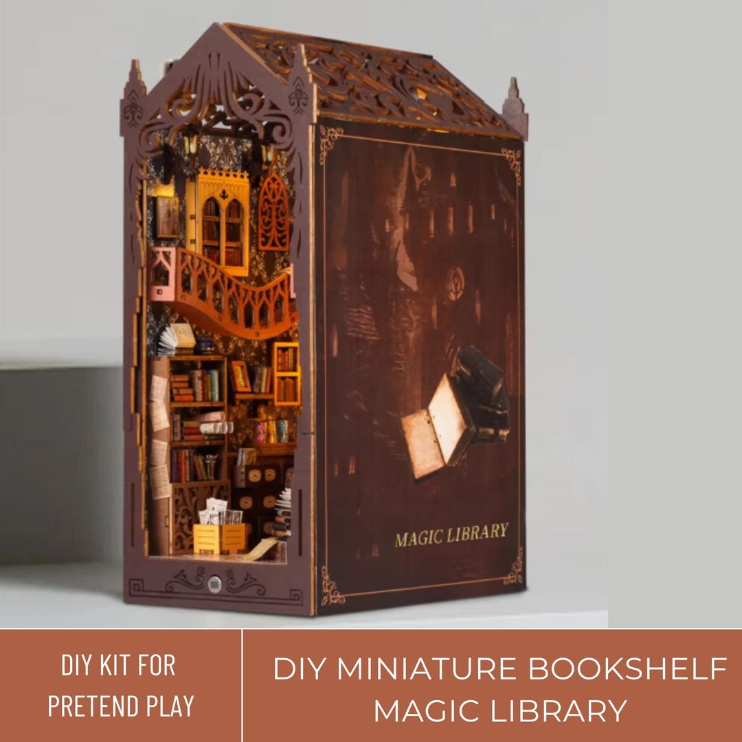 DIY Miniature Magical Bookshelf Kit, Miniature Room of Spells ...