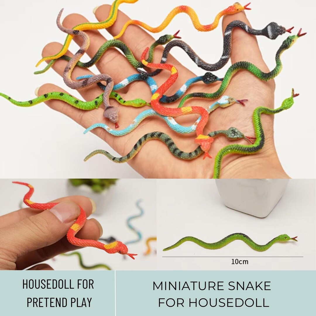 12pcs Miniature Snake, Miniature Green Plastic Snake, Mini Animal ...