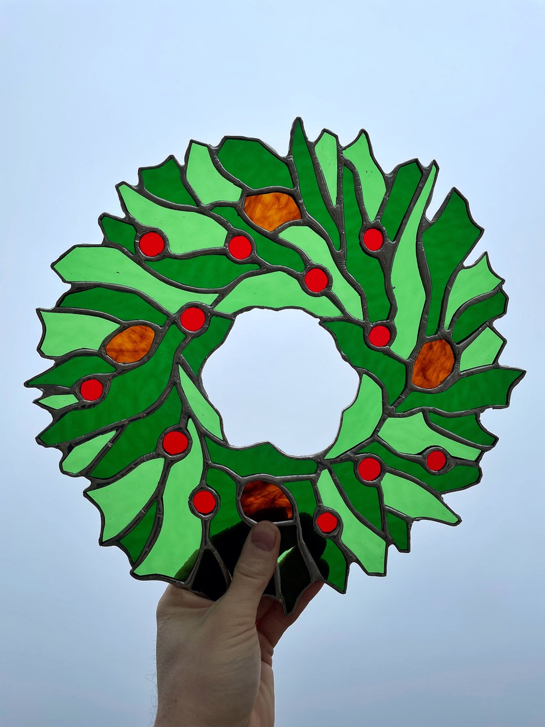 Stained Glass Christmas Wreath - Etsy